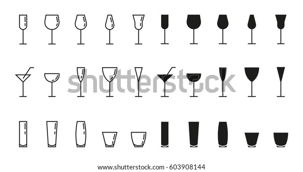 Bar Glasses Vector Icons Set Thin Stock Vector (Royalty Free) 603908144 ...