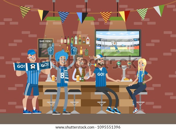 Bar Interior Room Building People Having Stock Vector (Royalty Free ...