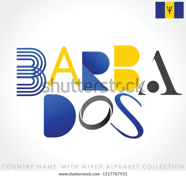 Barbados Country Name Mixed Alphabets Isolated Stock Vector (Royalty ...