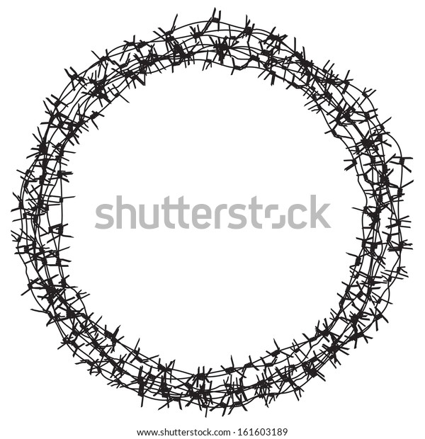Barbed Wire Black White Round Border Stock Vector (Royalty Free) 161603189