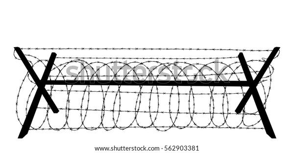 Barbed Wire Silhouette Isolated On White Stock Vector (Royalty Free ...