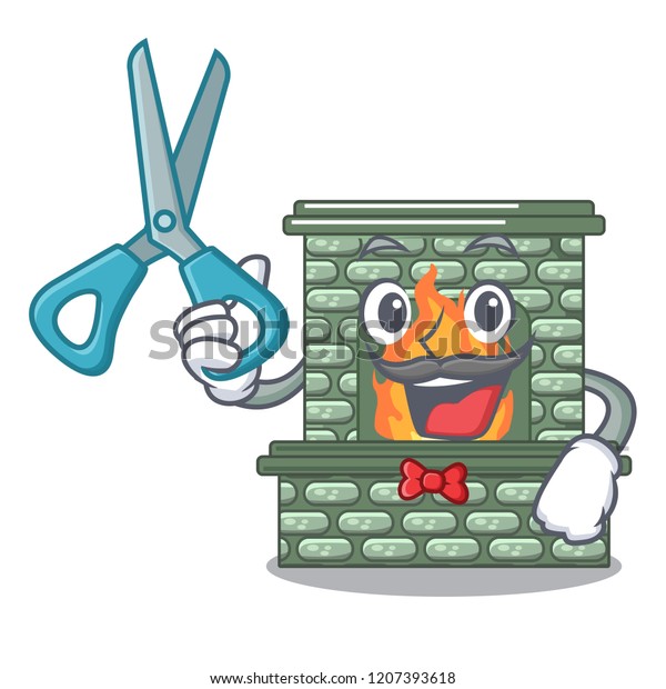 Barber Character Fireplace Red Brick Inside Stock Vector (Royalty Free ...