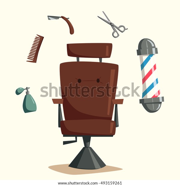 Barber Shop Cartoon Vector Illustration Vintage: เวกเตอร์สต็อก (ปลอดค่า ...