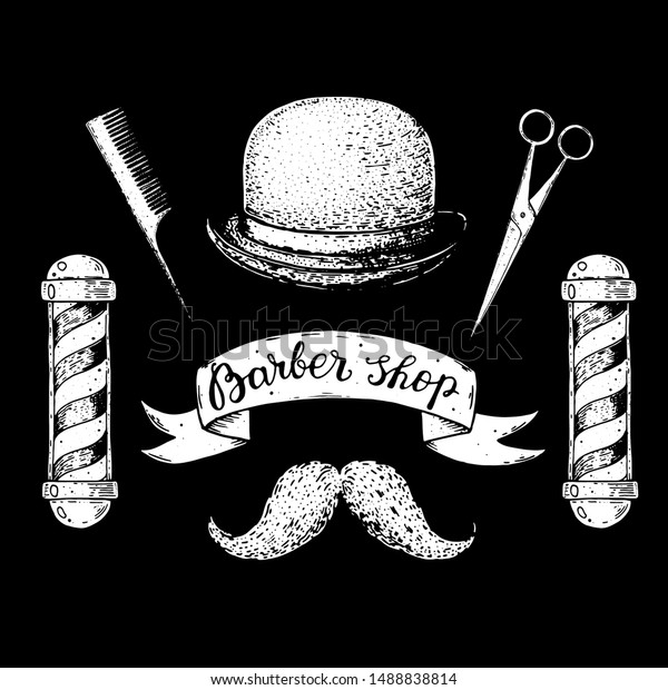 Barber Shop Hand Drawn Vector Illustration 스톡 벡터(로열티 프리) 1488838814 ...