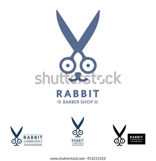 Barber Shop Rabbit Logo Grooming Animals Stock Vector (Royalty Free ...