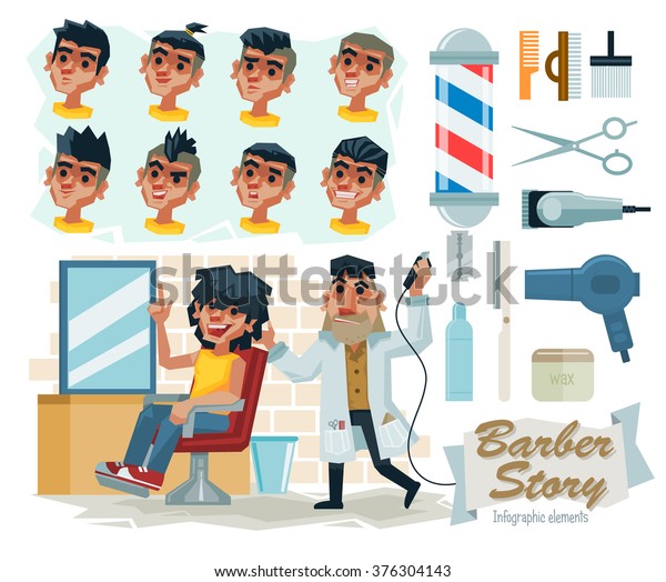 Barber Story Vector Illustration Stock Vector (Royalty Free) 376304143 ...