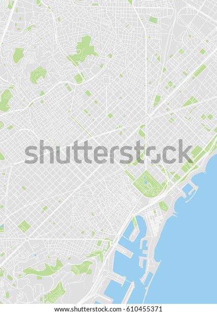 Barcelona Colored Vector Map Stock Vector (Royalty Free) 610455371 ...