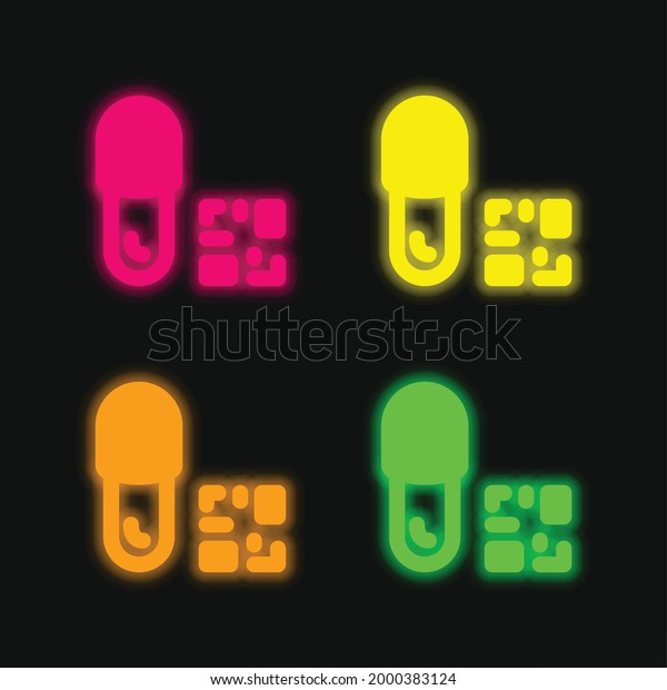 Barcode Four Color Glowing Neon Vector Stock Vector (Royalty Free ...