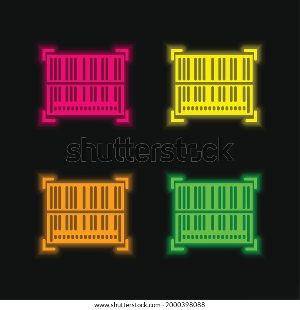 Barcode Four Color Glowing Neon Vector Stock Vector (Royalty Free ...