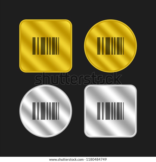 Barcode Gold Silver Metallic Coin Logo Stock Vector (Royalty Free ...