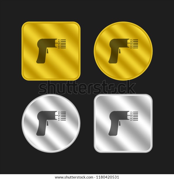 Barcode Scanner Gold Silver Metallic Coin Stock Vector (Royalty Free ...