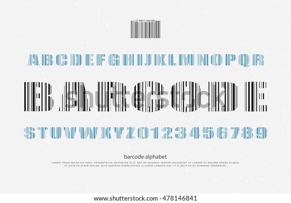 Barcode Style Alphabet Letters Numbers Vector Stock Vector (Royalty ...