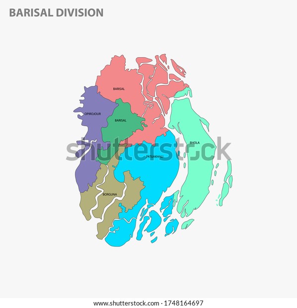 Mapa del distrito de Barisal de: vector de stock (libre de regalías ...