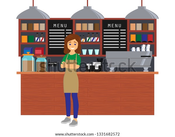 Barista Cafe Interior Design Coffee Shop Stock Vector (Royalty Free ...