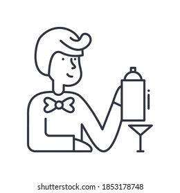 Barman Icon Linear Isolated Illustration Thin Stock Vector (Royalty ...