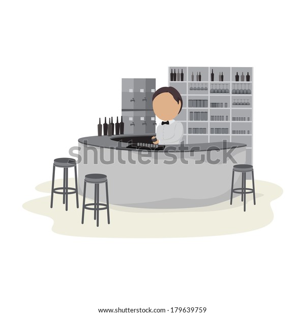Barman Standing Behind Bar Isolated On Stock Vector (Royalty Free ...