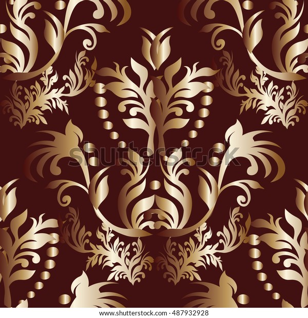 Baroque Damask Vintage Dark Red Vector Stock Vector (Royalty Free ...