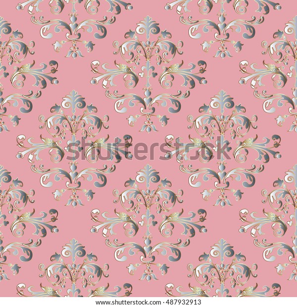 Baroque Damask Vintage Light Pink Vector Stock Vector (Royalty Free ...