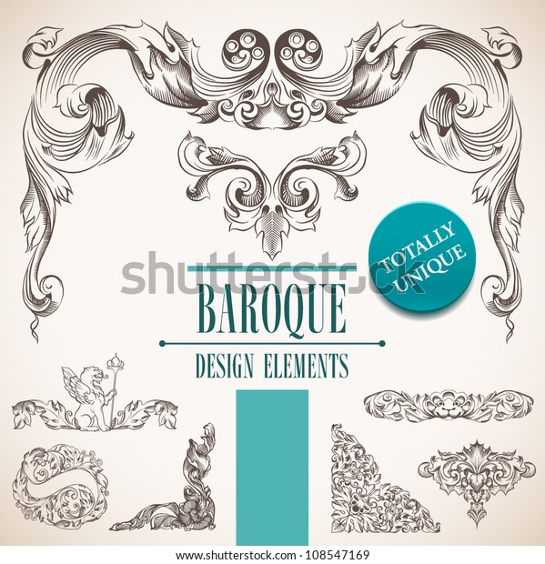 Baroque Design Elements Page Decoration Stock Vector (Royalty Free ...