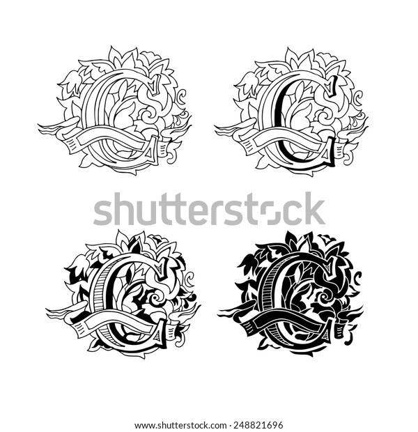 Baroque Letters Alphabet Upper Case Letters Stock Vector (Royalty Free ...