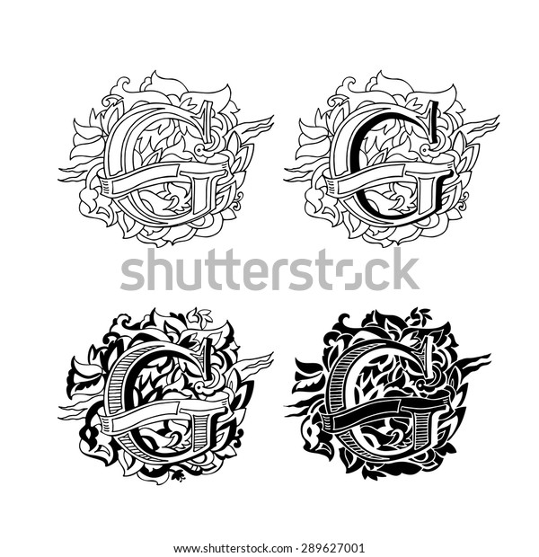 Baroque Letters Alphabet Upper Case Letters Stock Vector (Royalty Free ...