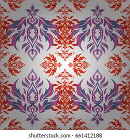 Baroque Vintage Damask Seamless Pattern Orange Stock Vector (Royalty ...