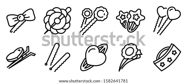 Barrette Icons Set Outline Set Barrette Stock Vector (Royalty Free ...