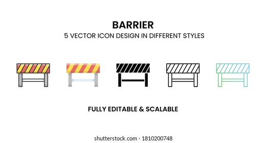 Barrier Vector Icon Colored Outline Flat Stock Vector (Royalty Free ...
