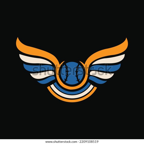 Baseball Ball Flying Angel Wings Silhouette Stock Vector (Royalty Free ...