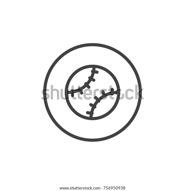 Baseball Ball Line Icon Outline Vector Stock Vector (Royalty Free ...