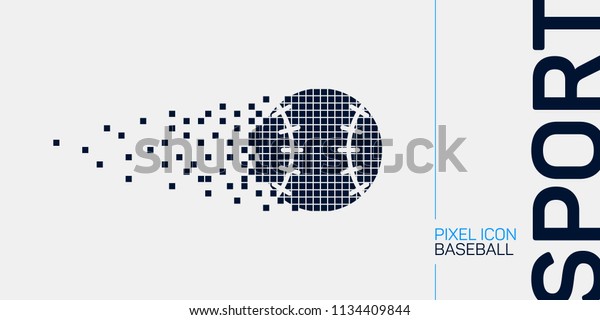 Baseball Ball Pixel Icon Dark Blue Stock Vector (Royalty Free ...