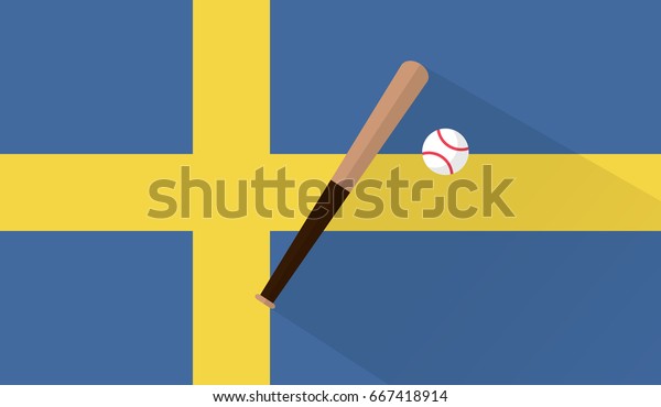 Baseball Bat Ball On Sweden Flag Stock Vector (Royalty Free) 667418914 ...