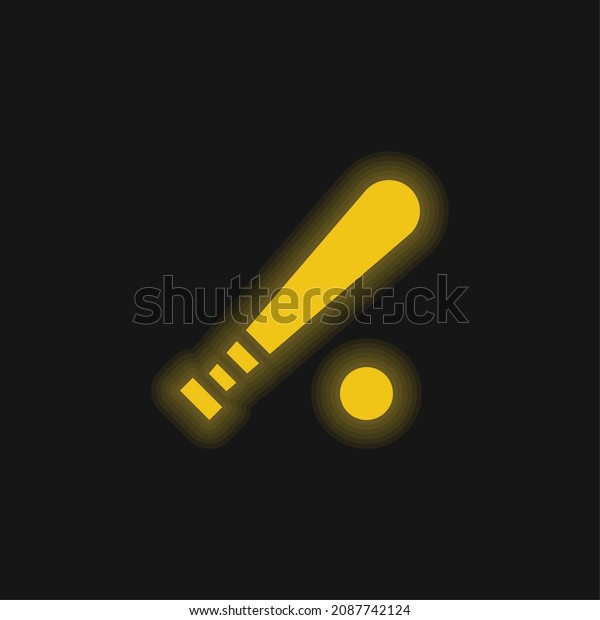 Baseball Bat Yellow Glowing Neon Icon Stock Vector (Royalty Free ...