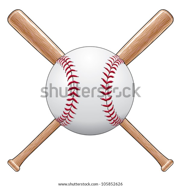 Baseball Bats Illustration Baseball Softball Two Stock Vector (Royalty ...