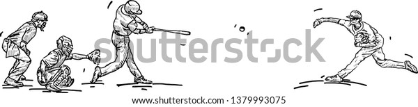 Baseball Batter Facing Off Pitcher Hand Stock Vector (Royalty Free ...