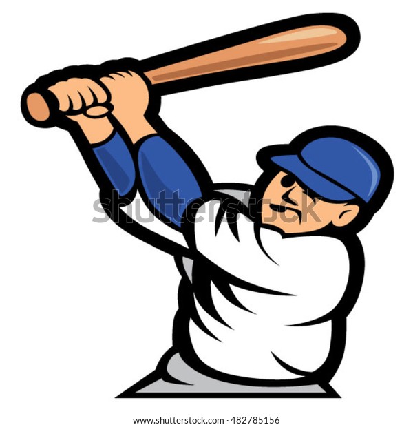Baseball Batter Swinging Bat Cartoon Stock Vector (Royalty Free ...