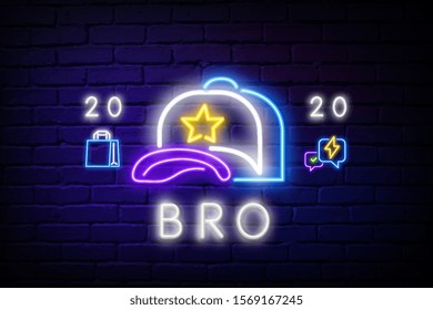 Baseball Cap Neon Sign Glowing Baseball Stock Vector (Royalty Free ...