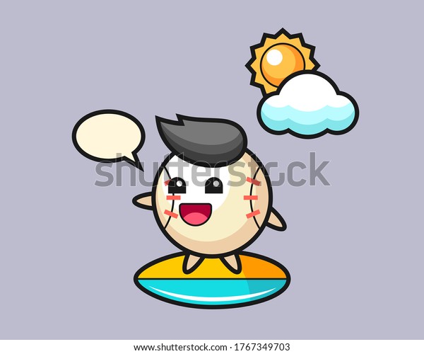Baseball Cartoon Do Surfing On Beach Stock Vector (Royalty Free ...