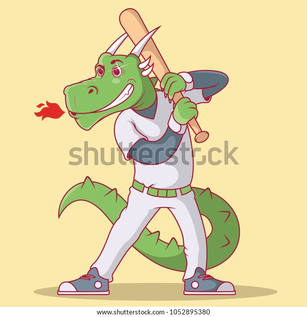 Baseball Dragon Mascot Bat Vector Illustration Stock Vector (Royalty ...