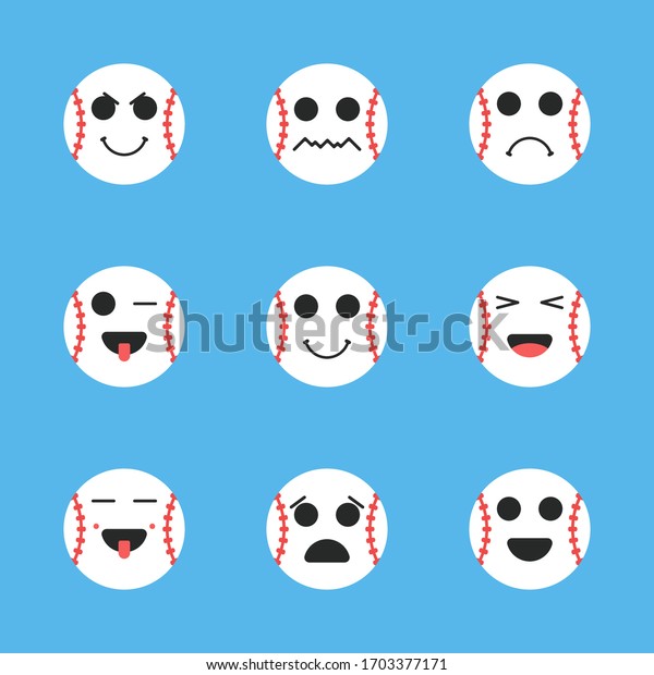 Baseball Emotion Icon Set Baseball Emoticon: เวกเตอร์สต็อก (ปลอดค่า ...