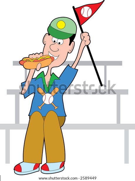 Baseball Fan Eating Hot Dog Game Stock Vector (Royalty Free) 2589449
