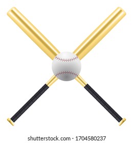 Baseball Golden Baseball Bats Isolated On Stock Vector (Royalty Free ...