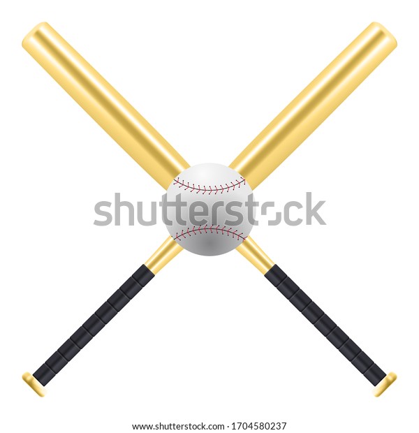 Baseball Golden Baseball Bats Isolated On Stock Vector (Royalty Free ...