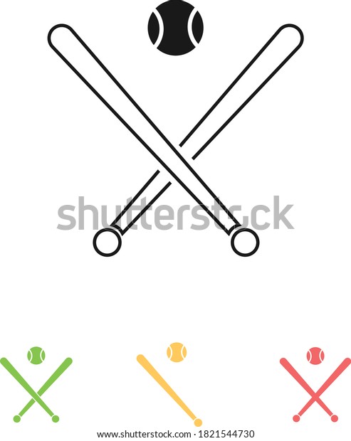 Baseball Icon Baseball Bat Icon Sport Stock Vector (Royalty Free ...