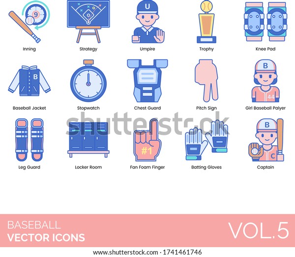 Baseball Icons Including Inning Strategy Umpire Stock Vector (Royalty ...