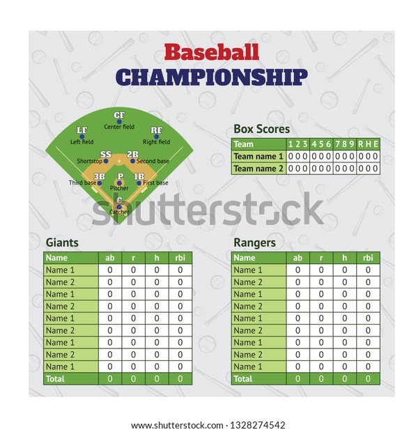 Baseball Infographics Tables Points Players Positions Stock Vector ...