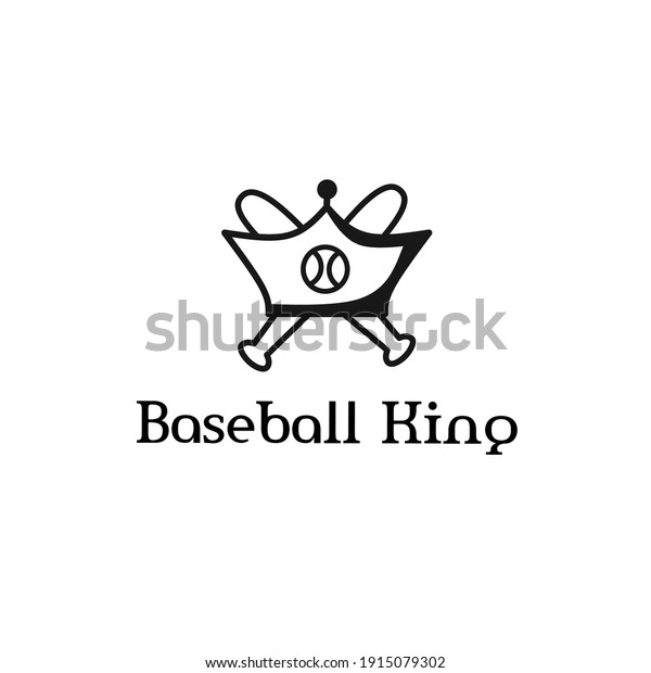 Baseball King Logo Design Crossed Baseball Stock Vector (Royalty Free ...