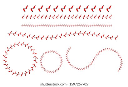 Baseball Laces Set Red Baseball Seam Stock Vector (Royalty Free ...