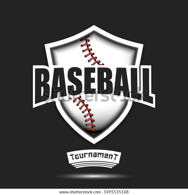 Baseball Logo Design Template Ball Shield: เวกเตอร์สต็อก (ปลอดค่า ...