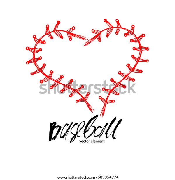 Baseball Love Lettering Calligraphy Abstract Heart Stock Vector ...